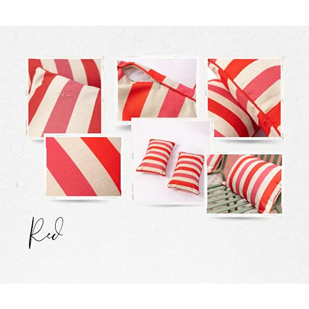 ABOUND LIFESTYLE Insert Included Outdoor Pillows Waterproof, Striped Outdoor Lumbar Pillow Set of 2, All-Season Cushions for Patio Furniture, Patio Furniture Pillows, Outdoor Throw Pillows (12”x20”)