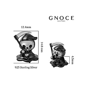 GNOCE Little Ghost Charm Bead Sterling Silver Black Plated Charm Fit Bracelet/Necklace For Women Wife