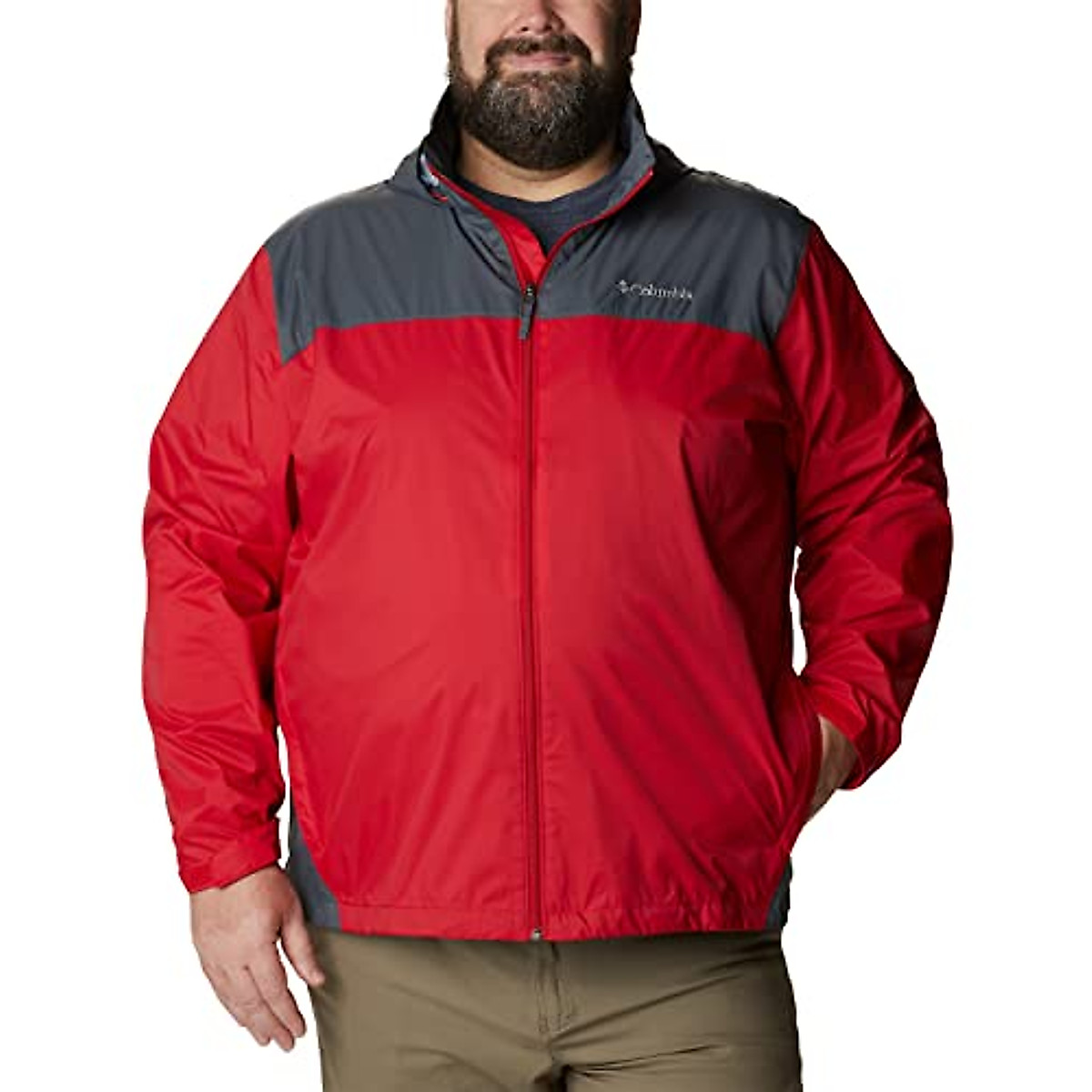 Columbia Men's Glennaker Lake Rain Jacket, Mountain Red/Graphite, Large