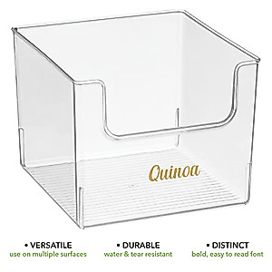 mDesign Home Organization Labels, Preprinted Label Stickers for Kitchen Pantry Storage and Cleaning, Household Organizing for Jars, Canisters, Containers, Boxes, or Bins, 32 Count, Clear/Metallic Gold