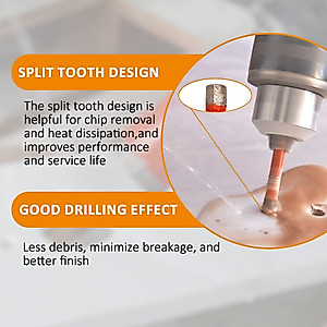 BGTEC Diamond Core Drill Bit, 10pcs 1/4" 6mm Welded Diamond Wet Drilling for Marble, Granite, Artificial Stone, Ceramic Tile