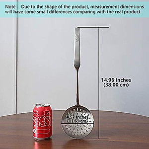 Skimmer Slotted Spoon, [Rustproof, Integral Forming, Durable] Newness 304 Stainless Steel Slotted Spoon with Vacuum Ergonomic Handle, Comfortable Grip Design Strainer Ladle for Kitchen, 14.96 Inches