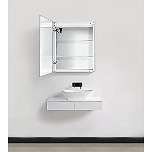 Glamms LED Medicine Cabinet 24 Inch X 30 Inch | Recessed or Surface Mount Mirror Cabinet w/Dimmer & Defogger