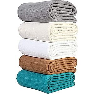 EUROTEX 100% Cotton Blanket Diamond Weave King 108 x 90 inches - Summer Lightweight Soft Breathable Blanket - Perfect for Layering for Couch Bed Sofa - Elegant Home Decoration, Light Grey