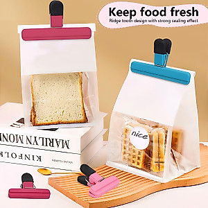 Chip Food Bag Sealing Clips - 8 Pack Food Clips, Chip Clips Bag Food Clips, Bag Clips for Food Storage with Air Tight Seal Grip, Plastic Clips for Chips, Snacks, Bread, Kitchen Accessories