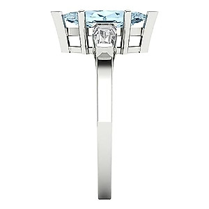 Clara Pucci 2 ct Marquise cut 3 stone Solitaire Blue Simulated Diamond Engagement Promise Anniversary Bridal Ring 18K White Gold 5.75