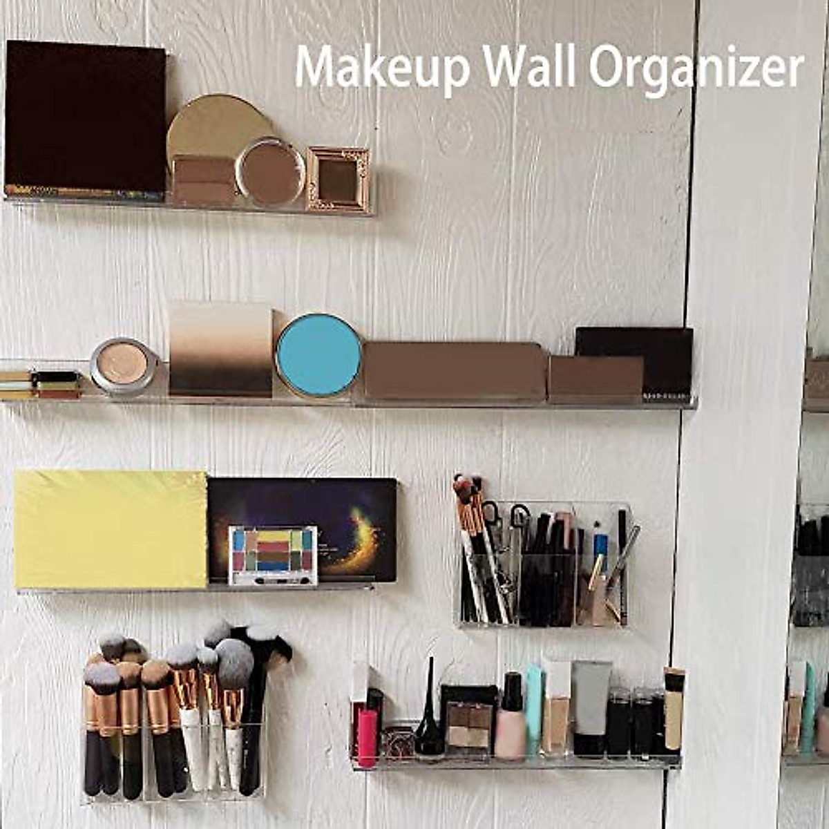Acrylic Floating Shelves Display Ledge, 6pcs Clear Wall Display Shelf - Invisible Shelf Wall Ledge Bookshelf - Wall Mounted Storage Shelf for Kitchen/Bathroom/Office, Spice Rack