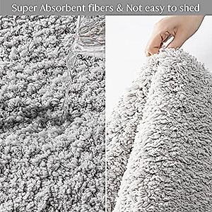 Ashler Runners Bathroom Rugs Long Non Slip Bathroom Rug Sets 2 Piece, Light Grey Water Absorbing Bath Mat Ultra Soft Shower Rugs, Plush Machine Washable Bathroom Carpet, 24 x 36 & 24 x 72 inches
