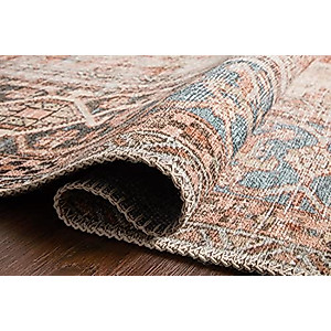 Loloi II Loren Terracotta/Sky 3'-6" x 5'-6" Accent Rug