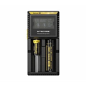 Nitecore D2 EU Battery Two Bays Charger with LCD Display,Black,Li-ion (26650, 22650, 18650, 17670, 18490, 17500, 18350, 16340(RCR123), 14500, 10440). Ni-MH and Ni-Cd (AA, AAA, AAAA, C) rechargeable batteries