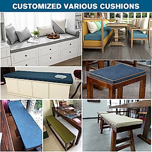 SXROMDA Customize Bench Cushion, High Density Memory Foam, Linen Washable, Non-Slip Pad for Shoe Rack, Window, Piano, Dining (Custom Size, Dark Grey)