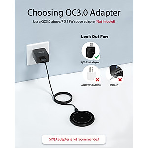 KPON Wireless Phone Charger for Popsocket/OtterBox/Thick Cases Up to 10mm - 15W Max Wireless Charging Pad, Compatible with iPhone 15/14/13/12/Samsung Galaxy S23/S22/Wireless Phones