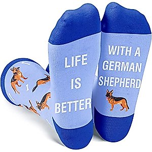 sockfun Funny Black German Shepherd Gifts for Lovers, Novelty German Shepherd Socks for Women Men Crazy Fun Socks