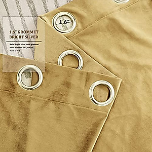 BULBUL Velvet Gold Curtains 84 inch Length- Living Room Blackout Thermal Window Drapes Darkening Decor Grommet Curtains for Bedroom Set of 2 Panels