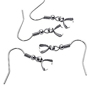 Hypoallergenic Earring Hooks,50pcs Stainless Steel French Earring Hooks Wire Ear Ball Hooks with Pendant Clasp for Jewelry Earring Making Crafts DIY,Silver