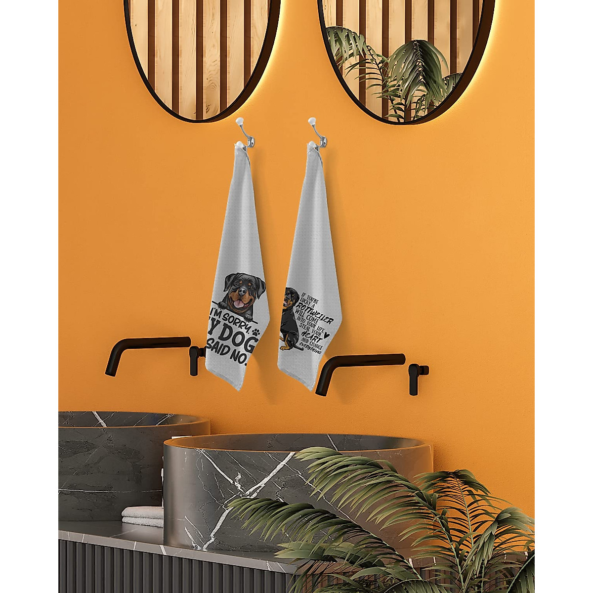 Funny Rottweiler Dog Absorbent Kitchen Towels And Dishcloths 16×24 Inches Set Of 4,Cute Rottweiler Lovers Gifts Hand Towel Dish Towel Tea Towel For Kitchen Bathroom Decor,Rottweiler Owners Gifts