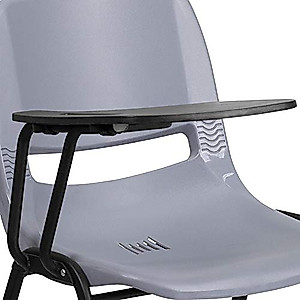 Flash Furniture HERCULES Gray Ergonomic Shell Chair with Right Handed Flip-Up Tablet Arm