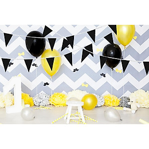 Black Pennant Banner DIY Blank Bunting Solid Triangle Fabric Flags String Decorations for Festival Celebration Bedroom Wedding Baby Bridal Shower Birthday Engagement Anniversary Party - 32 Feet