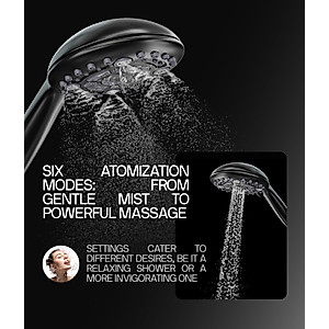 LOKBY 5″ High Pressure Handheld Shower Head 6-setting - High Flow Even with Low Water Pressure - Hand Held Showerhead Set with 59″ Stainless Steel Hose, Teflon Tape, Rubber Washers, Bracket