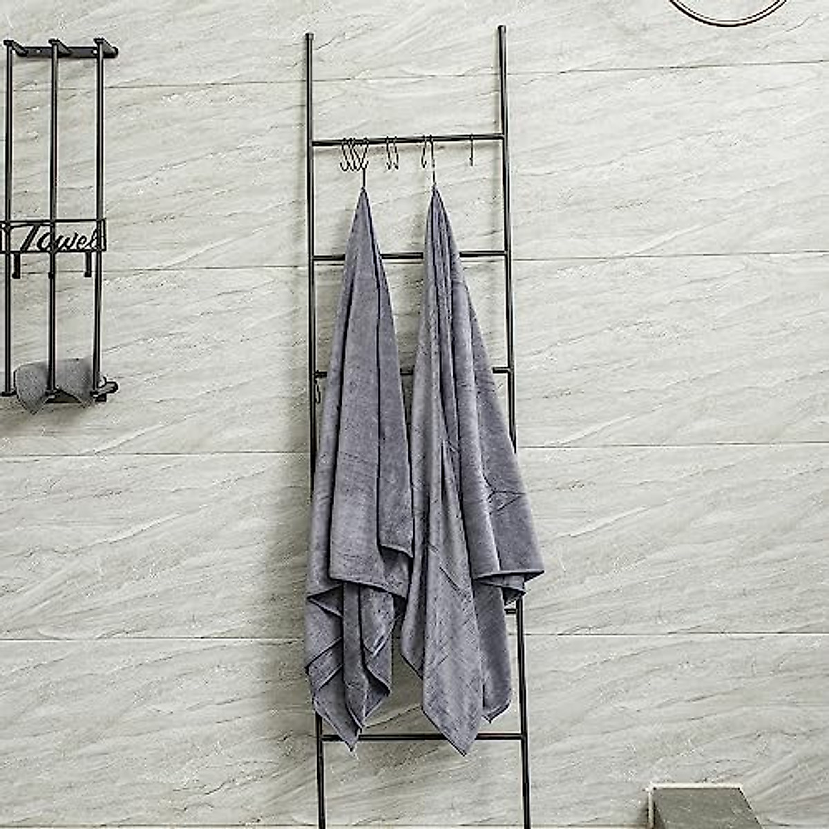 JML Microfiber Bath Towel 2 Pack(30" x 60"), Oversized Thick Towels, Soft, Super Absorbent and Fast Drying, No Fading Multipurpose Use for Sports, Travel, Fitness, Yoga, 30 in x 60 in, Grey 2 Count