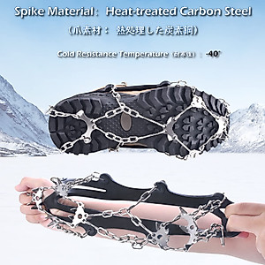 TRIWONDER Ice Cleats Crampons Traction Snow Grips Ice Grippers for Boots Shoes Women Men Kids Anti Slip 8 Spikes Safe Protect for Hiking Fishing Walking Climbing Mountaineering