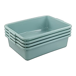 Xyskin 4 Packs Plastic Rectangle Utility Bus Box, Commercial Totes Tubs, 13 L