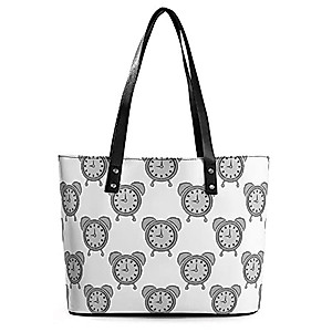 Womens Handbag Alarm Clock Leather Tote Bag Top Handle Satchel Bags For Lady