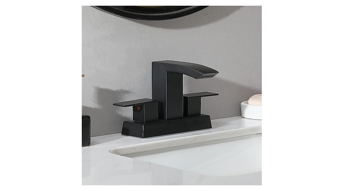 Friho Rectangular Spout 4 Inch Two Handle Centerset Matte Black ...