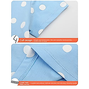 KISSOURBABY Little Girls Soft Summer Cotton Short Sleeve Dresses T-Shirt Casual Cartoon Dress(Blue White dots ladybug-7T)