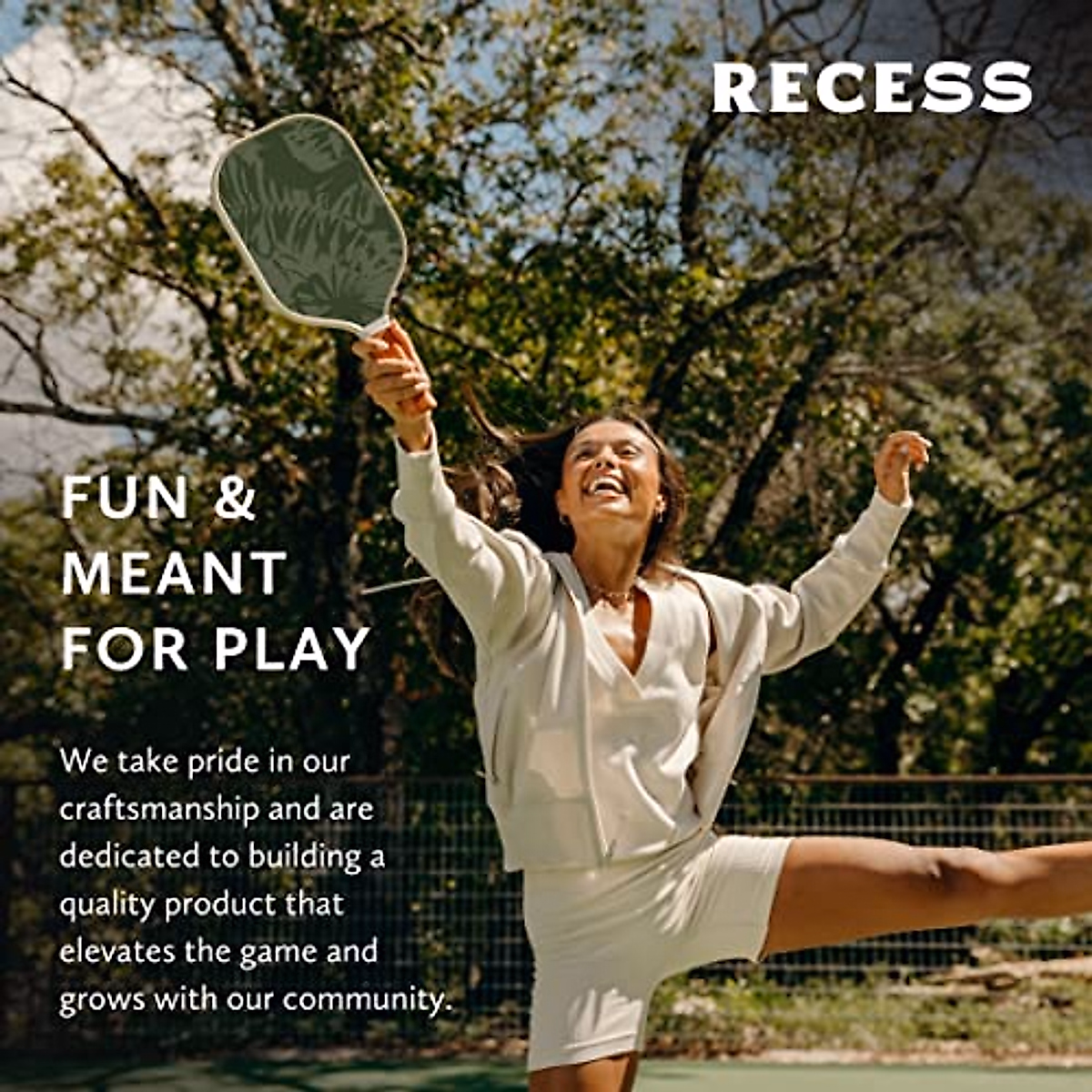 Recess Pickleball Paddles - USA Pickleball Association Approved Racket - with Honeycomb Core, Fiberglass Exterior, Canvas Covers, & Comfort Grip - Premium and Lightweight