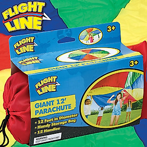 Thin Air Brands Kids 10-Foot Play Parachute Toy for Boys and Girls with 12 Handles for Team Group Cooperative Games, Ages 3 (12-Foot)