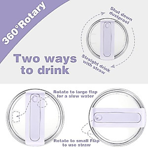 Stanley Cup Lids, 9 Pack Stanley Replacement Lid Accessories for Stanley Tumbler Cup 40 oz 2.0 and Other Tumbler 40 oz, Including Straw Cover Cap, Replacement Straws And Lid Spill Plug (Orchid)