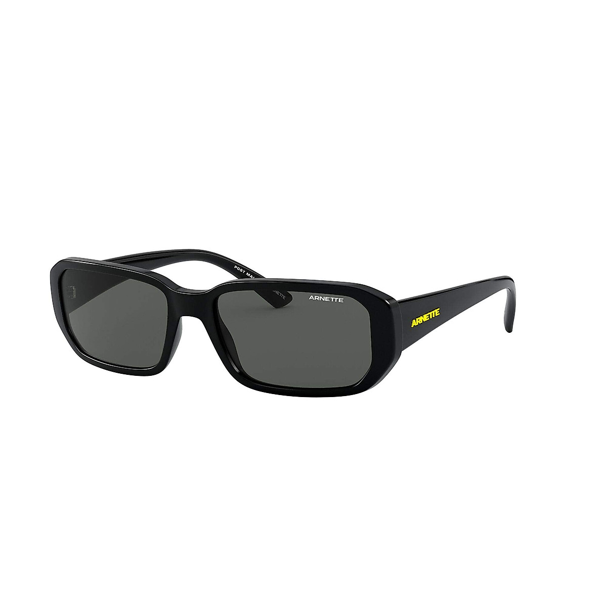 ARNETTE Unisex Sunglasses Shiny Black Frame, Dark Grey Lenses, 55MM