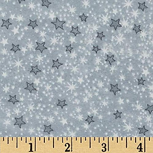 Comfy Flannel Stars Grey, Fabric by the Yard