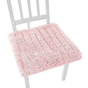 Soft Plush Chair Pads with Ties Winter Indoor Warmth Square Chair Covering Nonslip Comfort Dining Seat Pads Stool Mat Cover Decoration for Home Patio Kitchen Office Dorm