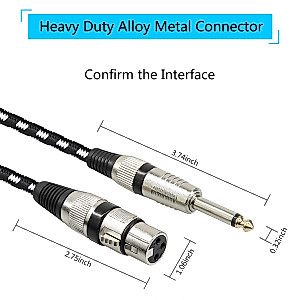 FURUI Microphone Cable 6ft, XLR Female to 1/4' TS Cables, Nylon Braided 6.35mm (1/4 Inch) TS to XLR Cable (XLR Female to TS Unbalanced Cable)