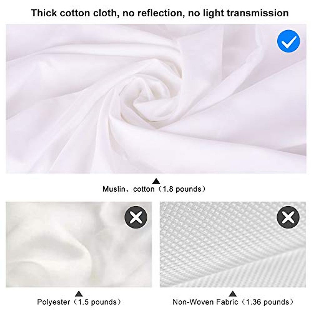 EMART 6x9ft Photography Backdrop White Backdrop for Photoshoot [Muslin 100% Cotton], Photo Video Studio White Back Drop with 4 Clips for Photography Background Screen, Party Backdrop Curtains