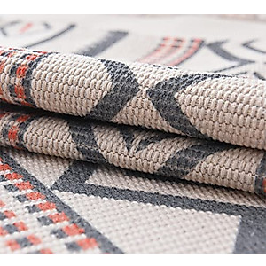 lightlux Cotton Check Rug , Plaid Rug, Washable Hand-Woven Outdoor Checkered Rugs for Layered Door Mats (24" x 36", Beige)