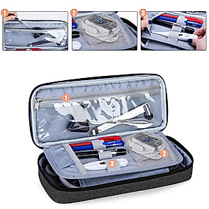 Trunab Stethoscope Case with Inner Divider, Stethoscope Carrying Case Compatible with 3M Littmann/MDF/ADC and Extra Accessories for Nurses, Pediatric Doctor or Hospital Intern, Black(Patent Design)