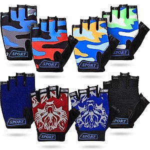 8 Pairs Kids Half Finger Gloves Fingerless Bicycle Gloves Breathable Kids Short Finger Gloves Non-Slip Outdoor Sports Gloves for Children Cycling Climbing Riding, 8 Colors