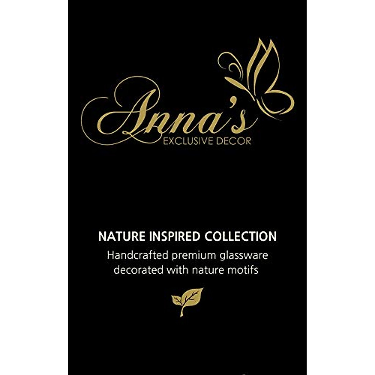 Decorative Glass Bowl Fruit Display - Etched, Hand Painted Leaves Decor - Mouth Blown Clear Glass - Large Salad Serving Bowl - Gift Boxed - D: 10.2 in (26 cm) (Gold)