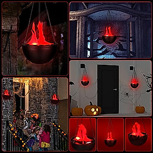 Baquler 2 Pcs Halloween 3D Fake Fire Light 110v Artificial Hanging LED Flame Light Realistic Campfire Halloween Lamp Prop Flame Light for Christmas, New Year, Festival, Night Club, Party Decor