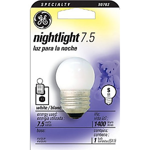 GE Lighting 41267 Nightlight Incandescent Bulb S11 Medium Screw (E26) 120V 7.5W Soft White, 12-Pack, 12 Count (Pack of 1), True