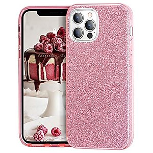 MATEPROX Compatible with iPhone 12 Pro case Compatible with iPhone 12 Cases Glitter Bling Sparkle Cute Girls Women Protective Cover (Pink)