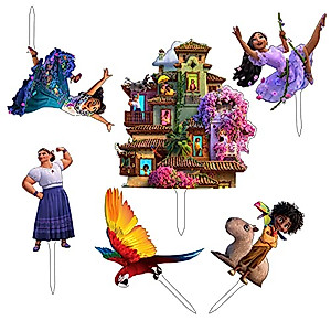 6Pcs Acrylic Magic Movie Encanto Happy Birthday Cake Toppers, Encanto Cake Toppers Decorations, Encanto Birthday Party Supplies