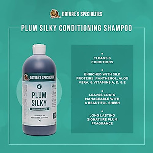 Nature's Specialties Plum Silky Ultra Concentrated Dog Shampoo Conditioner, Makes up to 6 Gallons, Natural Choice for Professional Pet Groomers, Silk Proteins, Made in USA, 32 oz