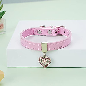 Costume Dog Collar Pet Buckle Dog Chain Cute Pet Peach Heart Dog Collar Diamond Bling Girl Small Puppy Rhinestone Cute Bowtie Pet Collar