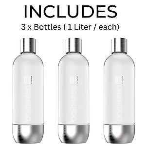 Drinkpod Soda Maker In Stainless Steel Sparkling Water Machine Carbonated Water Maker Includes 3 x Bottles (Sodapod Pro)