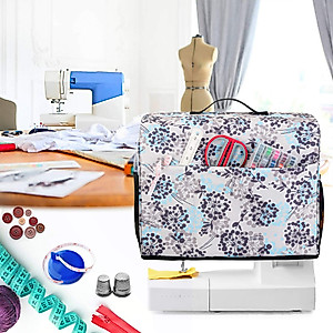 CURMIO Sewing Machine Cover with Pockets, Dust Cover Compatible with Most Standard Singer and Brother Sewing Machine, Dandelion (Patented Design)
