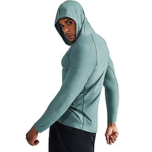 NELEUS Men's 3 Pack Dry Fit Running Shirt Long Sleeve Workout Athletic Shirts with Hoods,5071 Dark Grey,Red,Light Green,US 2XL,EU 3XL